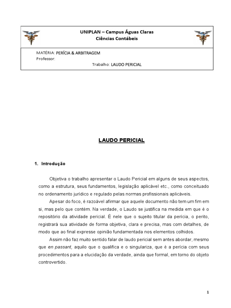 Laudo Pericial: Estrutura e Legislação | PDF | Testemunha especializada ...
