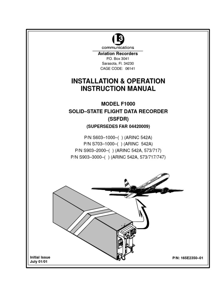 F1000 Install Manual PDF | PDF | Flight Recorder | Electrical Connector