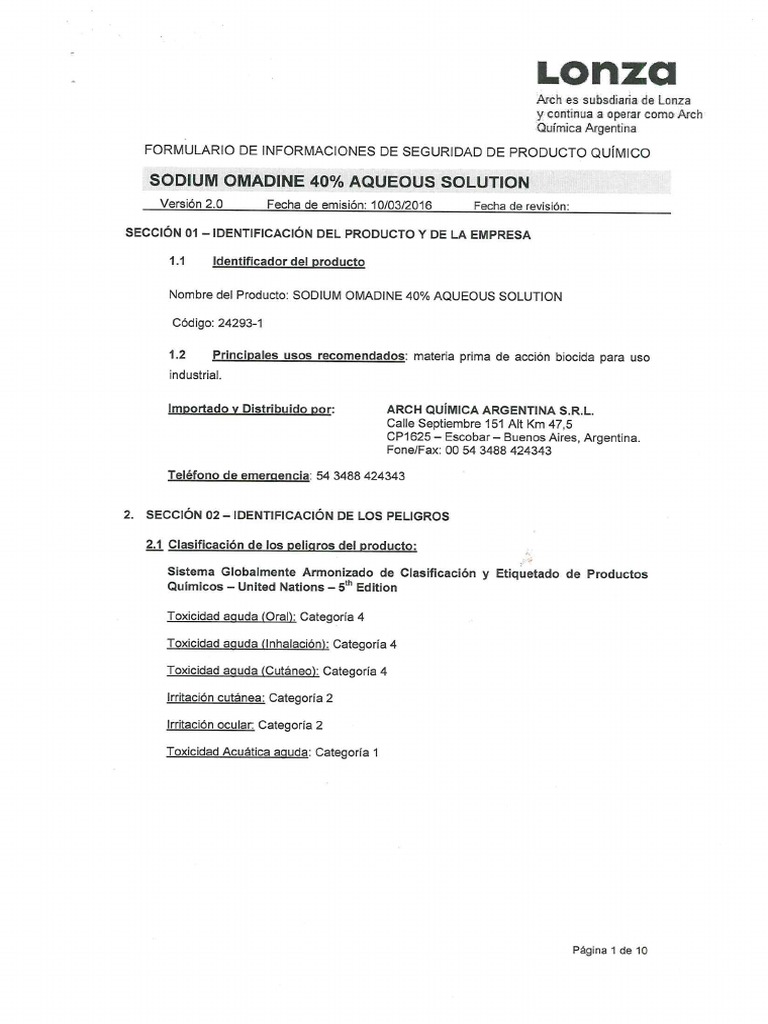 Sodium Omadine 40% | PDF