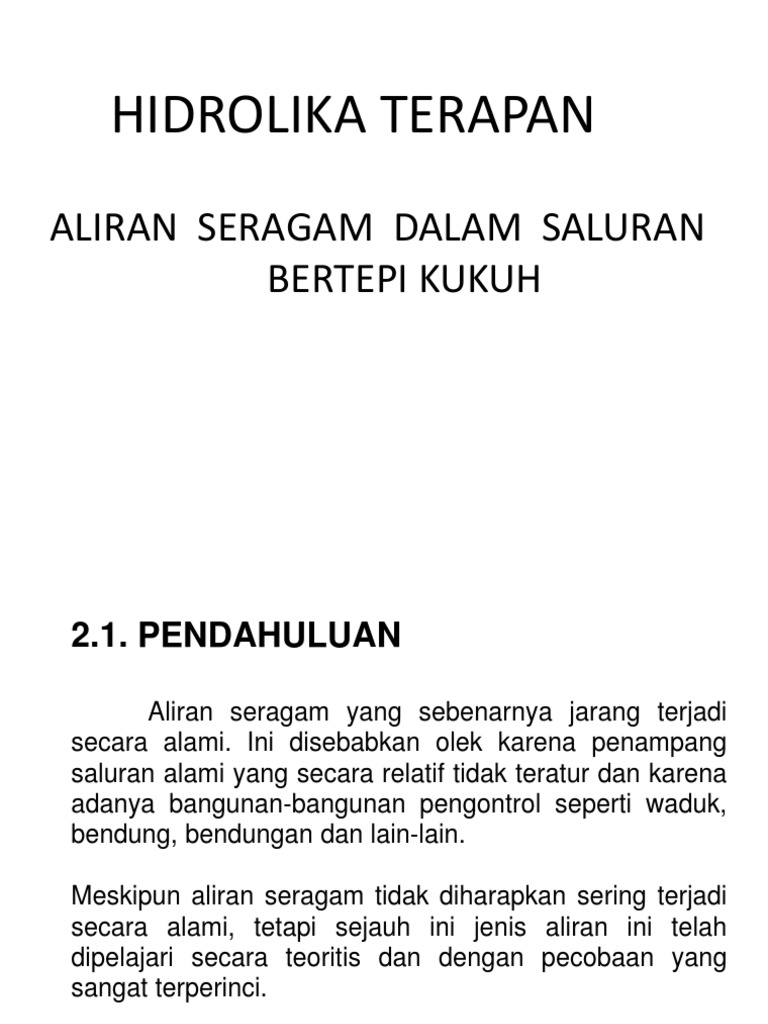 Materi Hidrolika Terapan Pertemuan Ke 3 Teknik Sipil | PDF