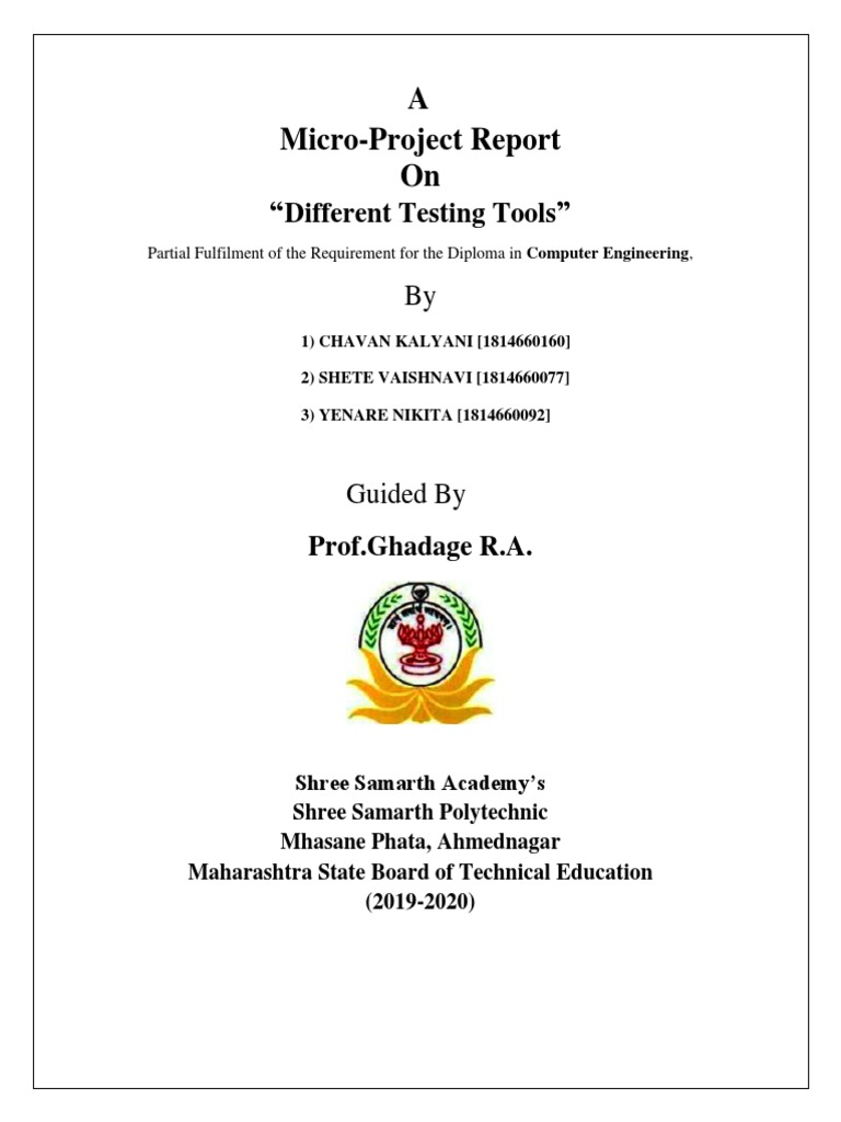 A Micro-Project Report On " ": Different Testing Tools | PDF | Selenium ...