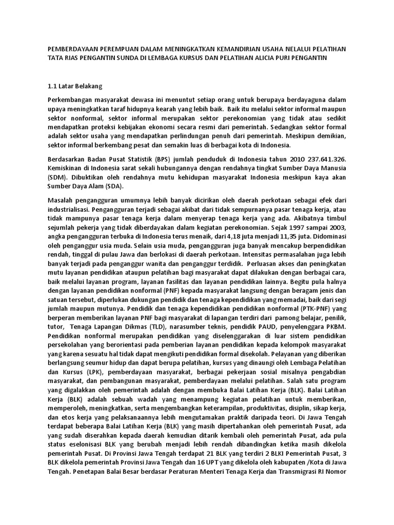 Pemberdayaan Perempuan Dalam Meningkatkan Kemandirian Usaha Nelalui ...