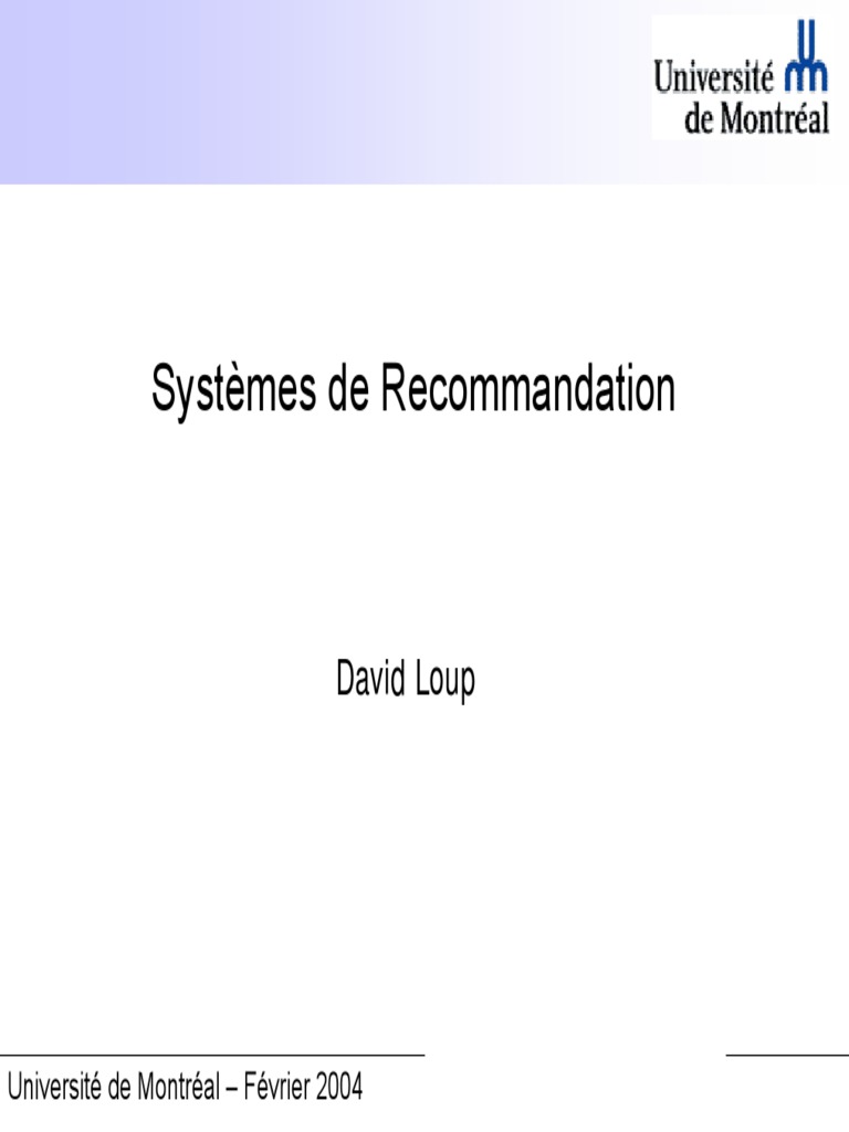Systèmes de recommandation de films | PDF | Évolution | Sciences de l ...