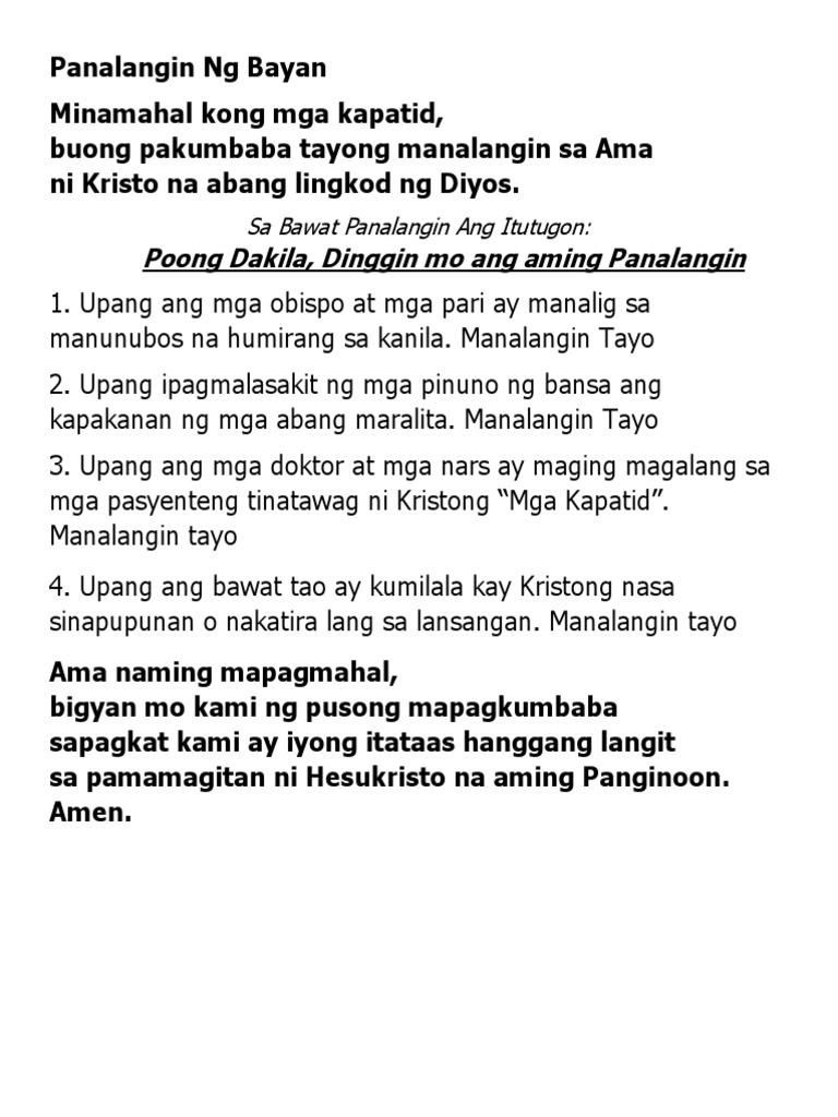 Panalangin NG Bayan | PDF