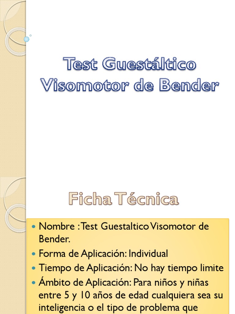 Test de Bender | PDF | Neuropsicología | Psicología Aplicada