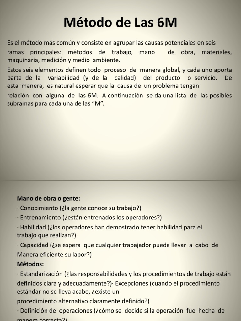 Método de las 6M en Calidad | PDF | Temperatura | Informática y ...