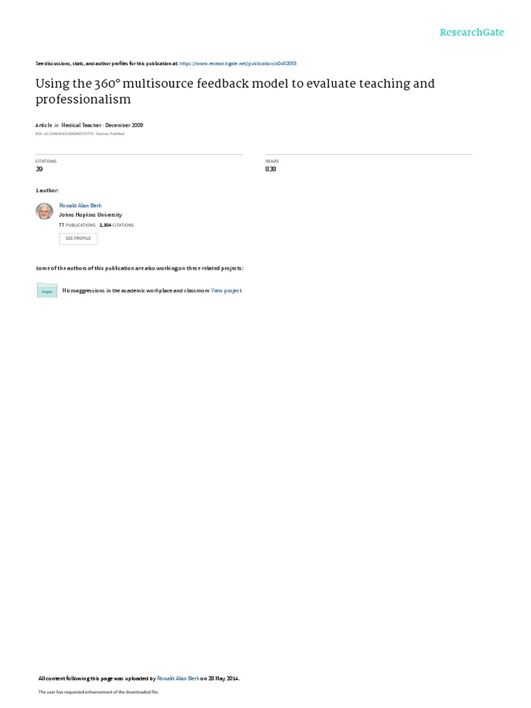 Using The 360° Multisource Feedback Model To Evaluate Teaching and ...