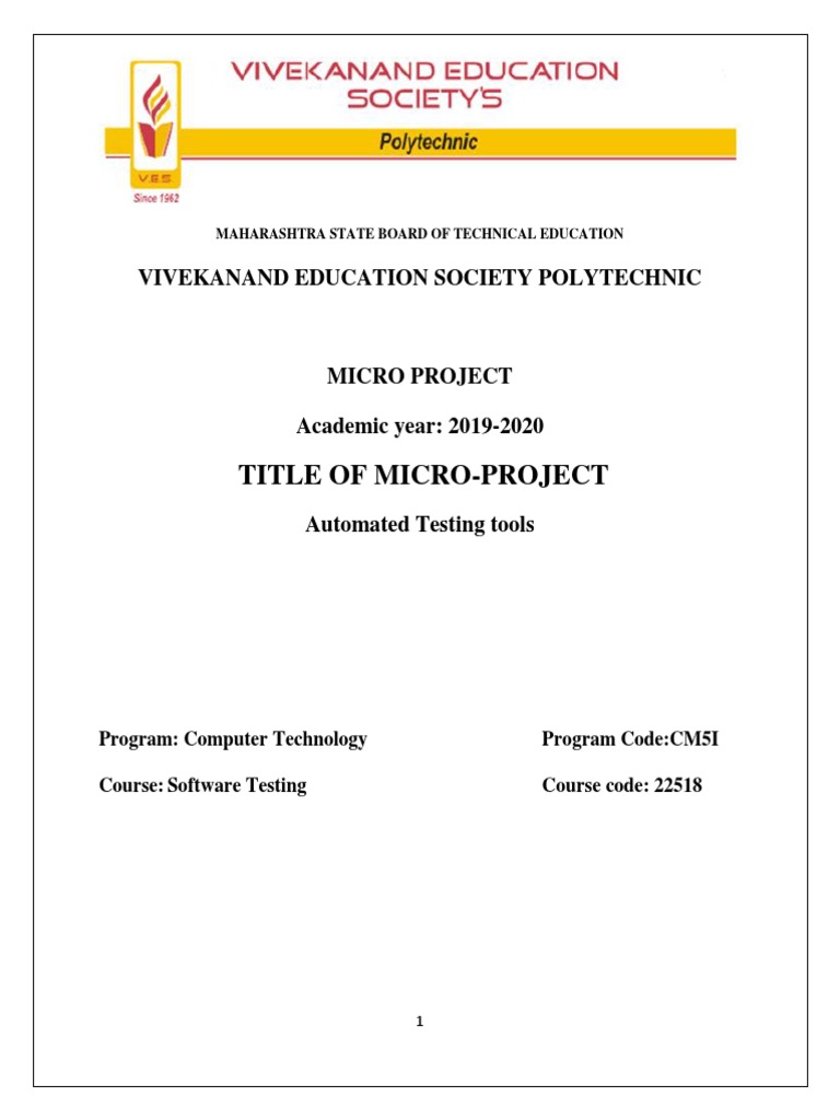 Title of Micro-Project: Vivekanand Education Society Polytechnic | PDF ...