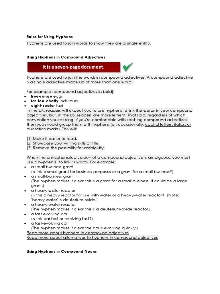 Rules of Using Hypens | PDF | Word | Noun