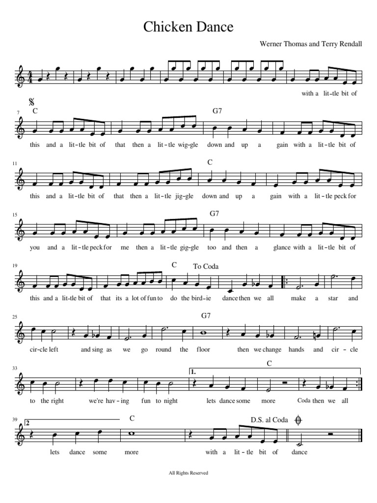 The Chicken Dance: Lyrics and Sheet Music for the Upbeat Folk Dance ...