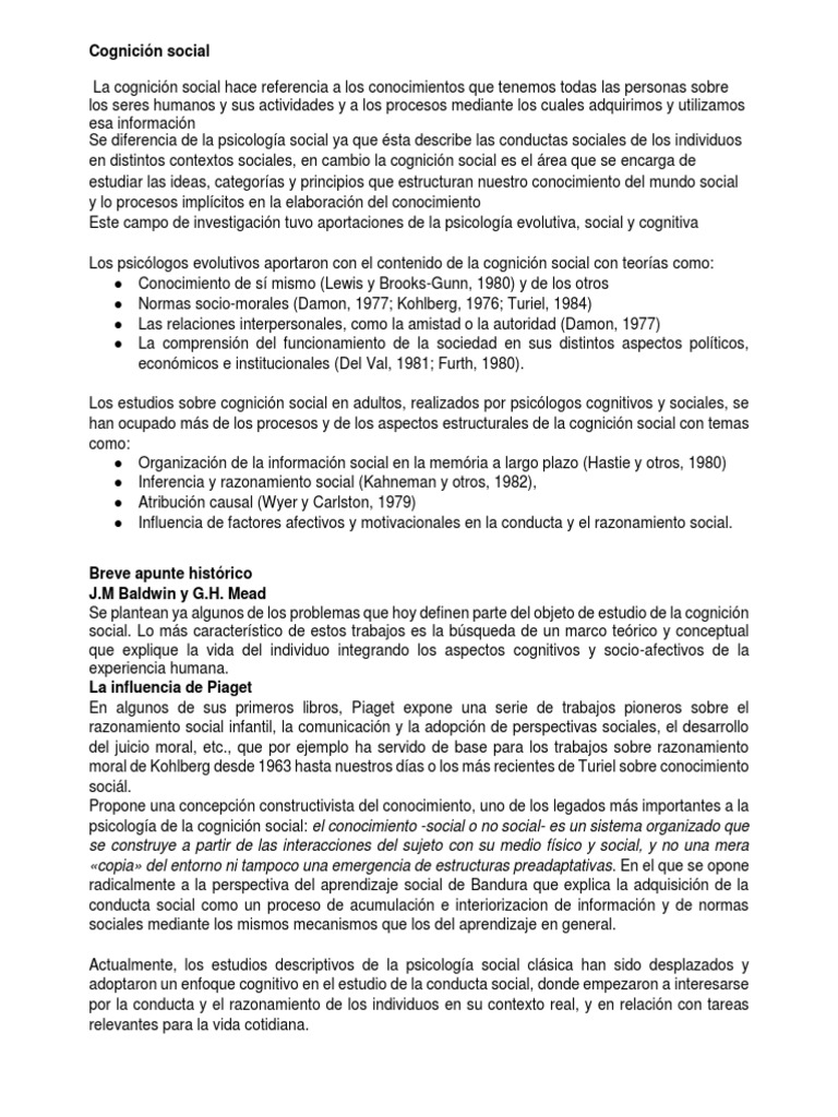 Cognición Social | PDF | Sicología | Conocimiento