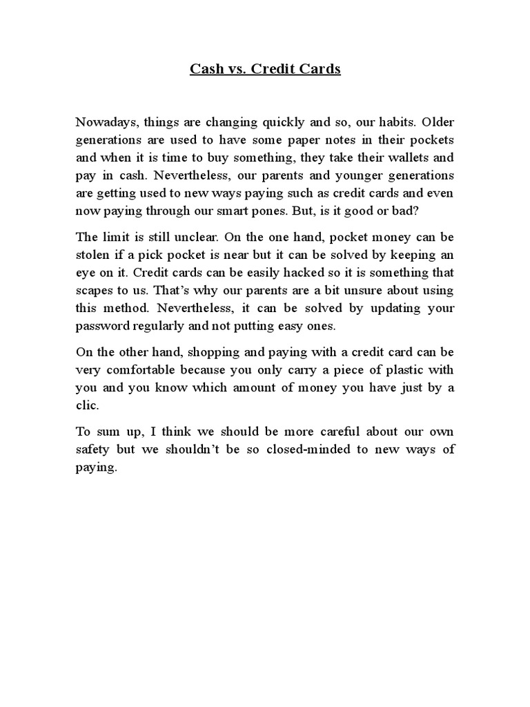 Cash Vs Credit Cards | PDF