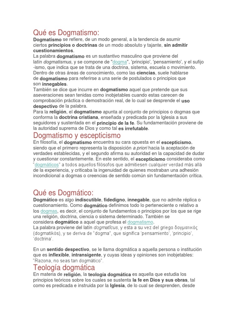 Qué Es Dogmatismo | PDF | Dogma | Verdad