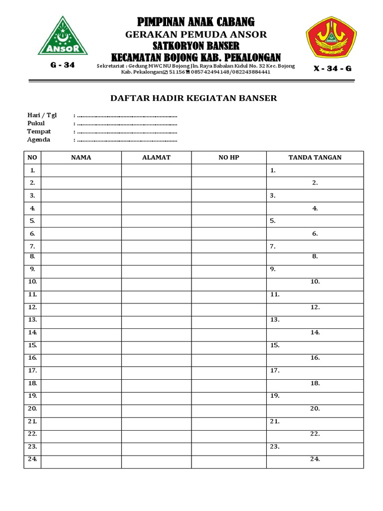 Format Daftar Hadir Guru Dan Tenaga Kependidikan - Delinewstv