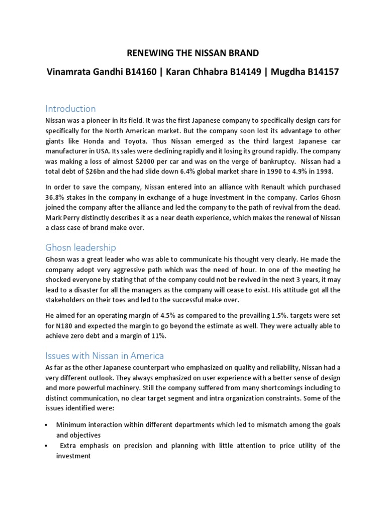 Nissan Case Analysis | PDF | Nissan | Brand