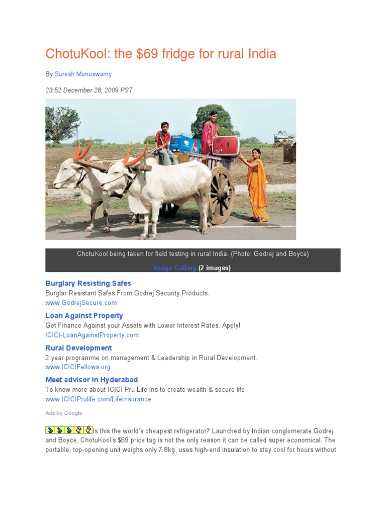 Chotukool: The $69 Fridge For Rural India: Suresh Munuswamy | Download ...