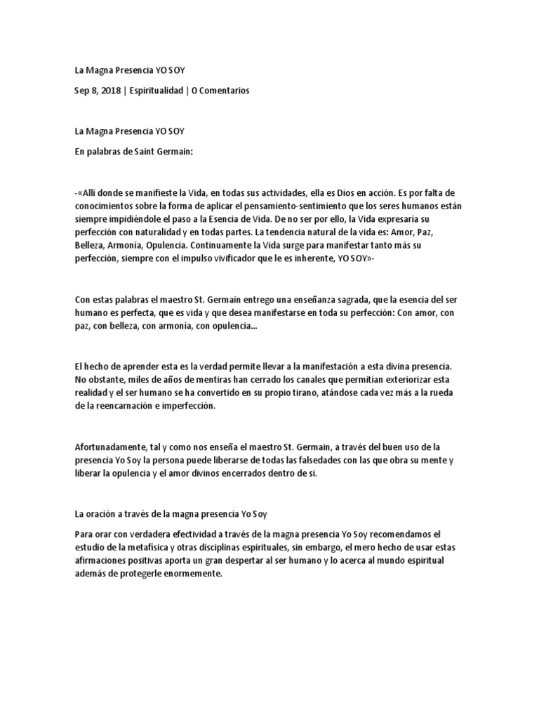 La Magna Presencia YO SOY en Espiritualidad | PDF | Religión y ...