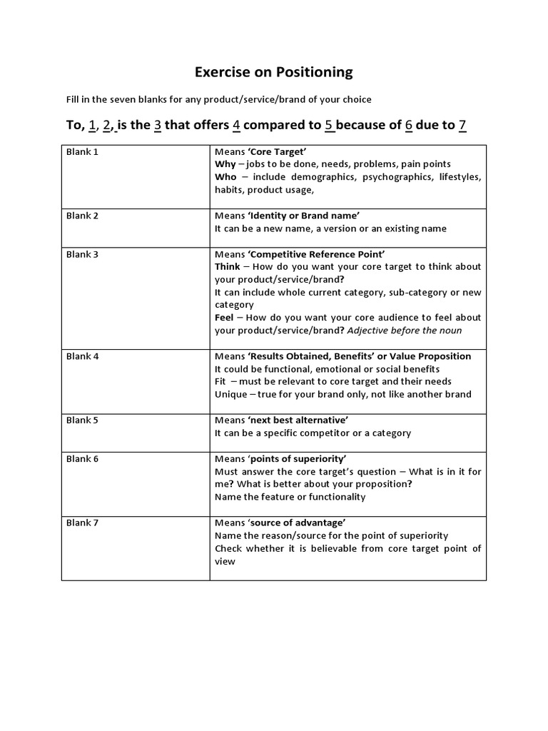 Positioning Exercise | PDF
