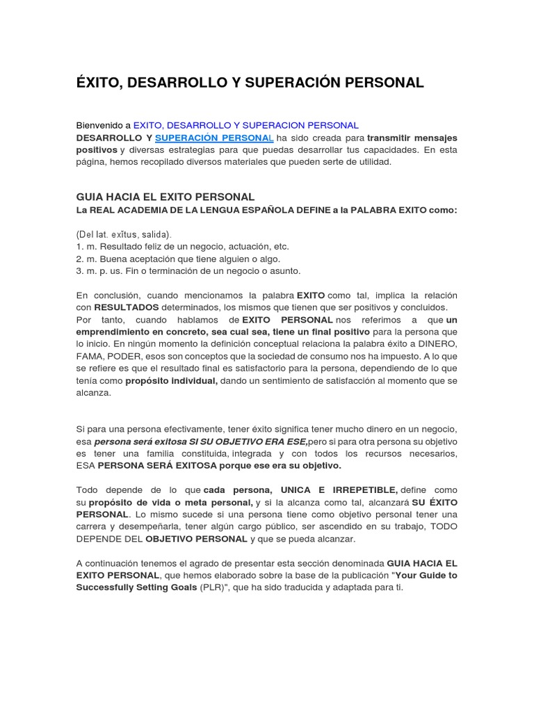 AUTOSUPERACIÓN | PDF | Objetivo | Desarrollo personal