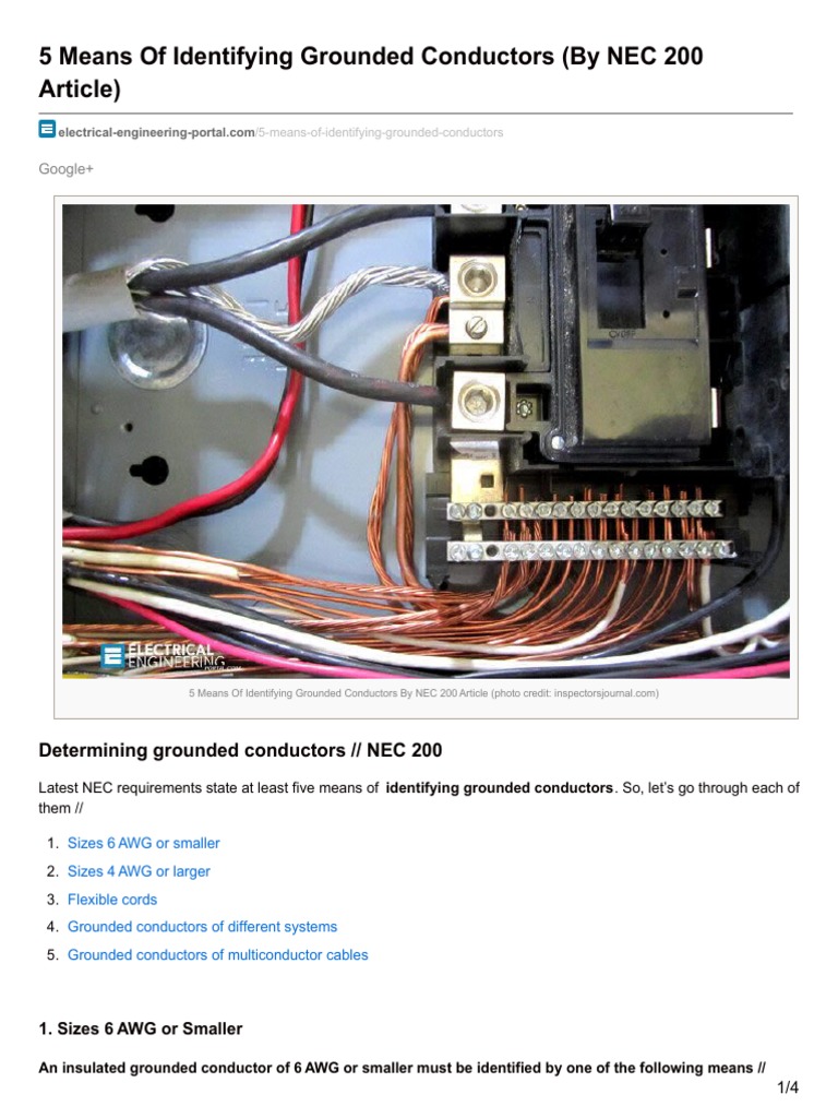 5 Means of Identifying Grounded Conductors by NEC 200 Article | PDF ...