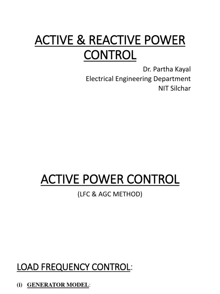 Active and Reactive Power Contol | PDF | Electric Generator | Rectifier