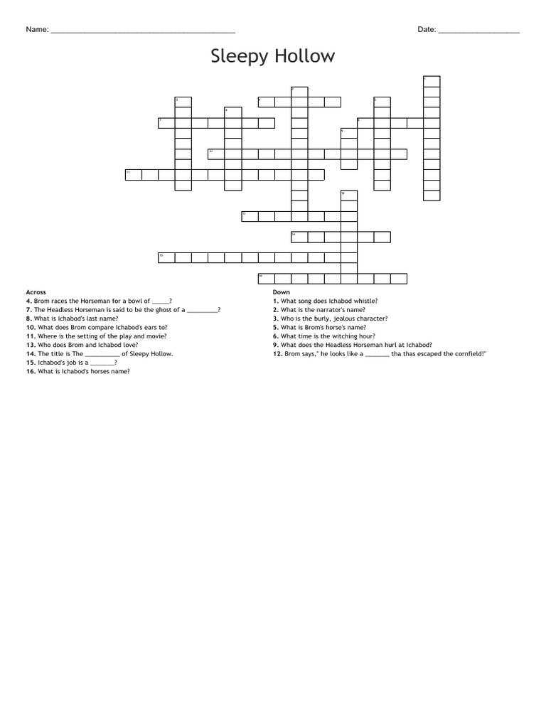 Sleepy Hollow: Name: - Date | PDF | The Legend Of Sleepy Hollow ...