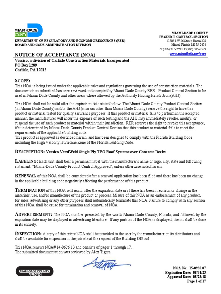 Versico TPO Roof Systems Approval | PDF | Building Insulation | Adhesive