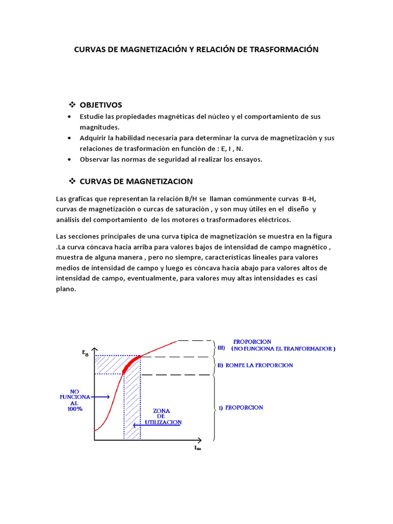 Curvas de Magnetizacion y Relacion de Trasformacion | PDF | Campo ...