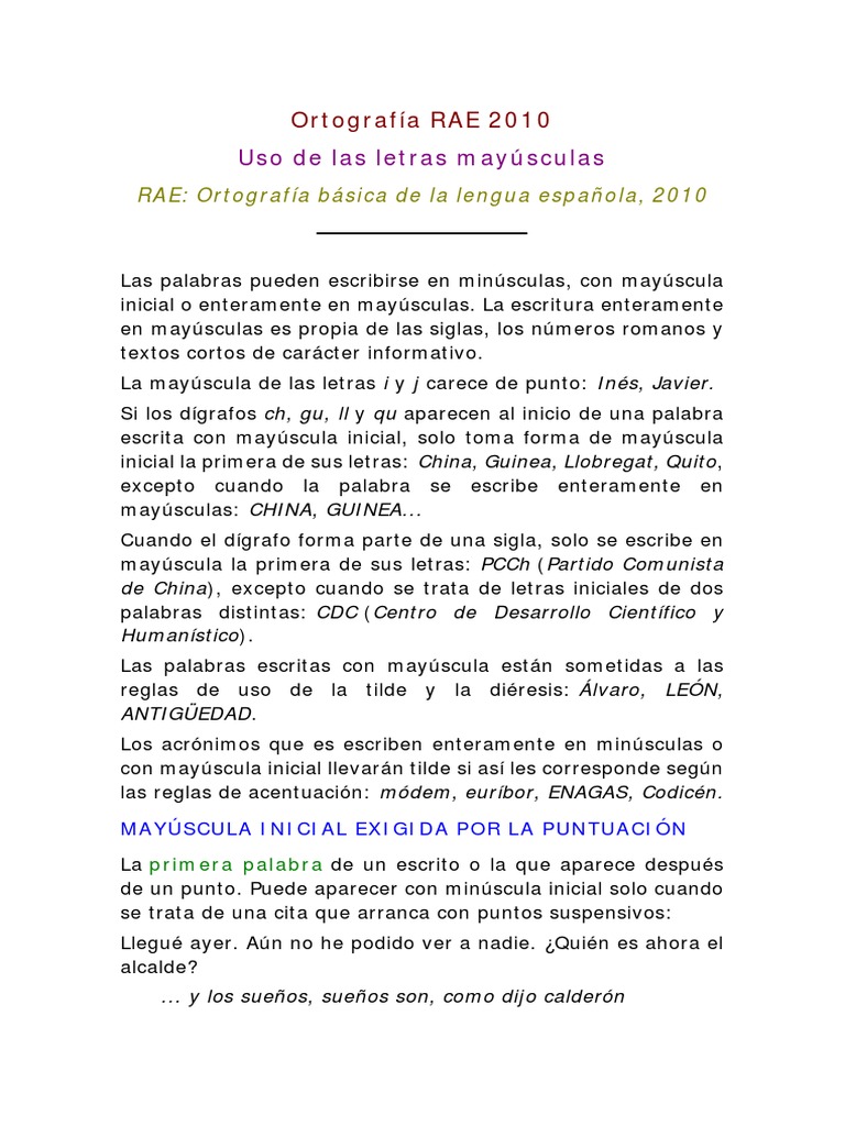 Uso de las Mayúsculas según la RAE | PDF | Ortografía | Dios