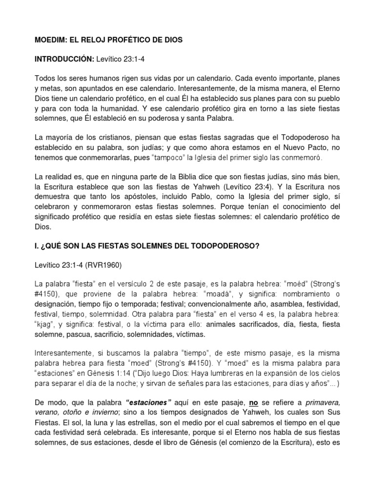 EL RELOJ PROFÉTICO DE DIOS_MOEDIM | PDF | Pascua | Biblia