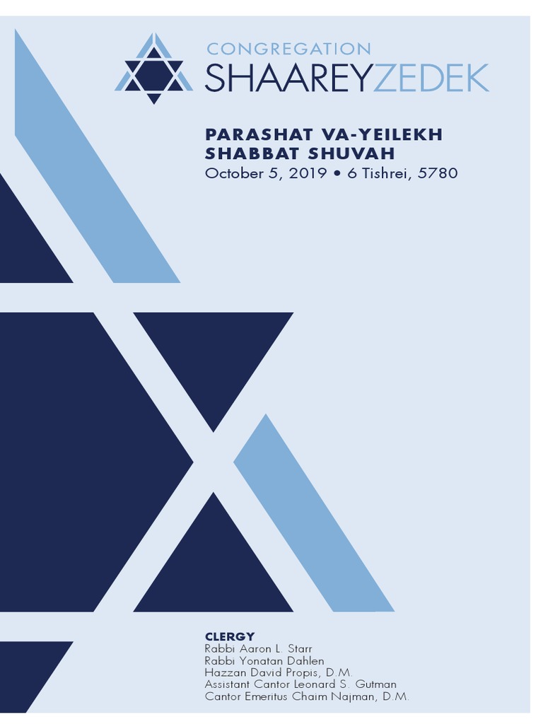 October 5, 2019 Shabbat Card | PDF | Jewish Holidays | High Holy Days