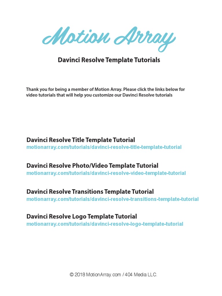 Davinci Resolve Instructions PDF | PDF