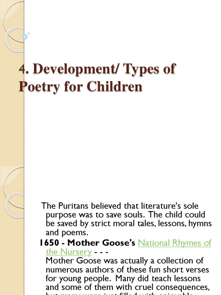 Development/ Types of Poetry For Children | PDF | Poetry