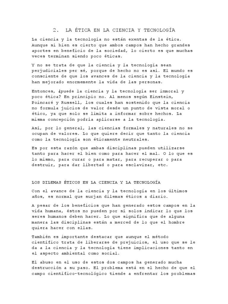 2.1 Ética en La Ciencia y La Tecnología | PDF | Science | Moralidad
