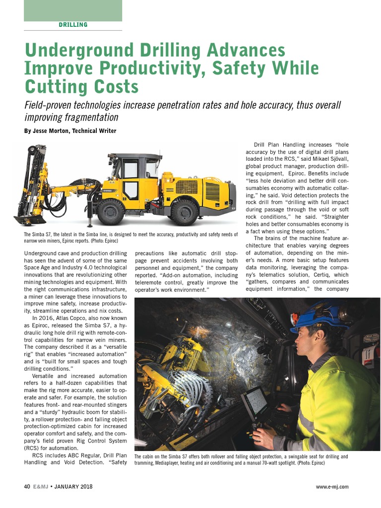 Underground Drilling Advances Improve Productivity, Safety While ...