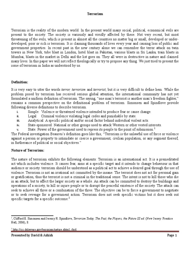 Terrorism Paper | PDF | Conflicts | Violence