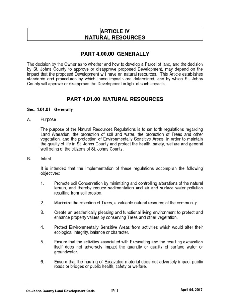 Article IV of St. Johns County's Land Development Code | PDF | Surface ...