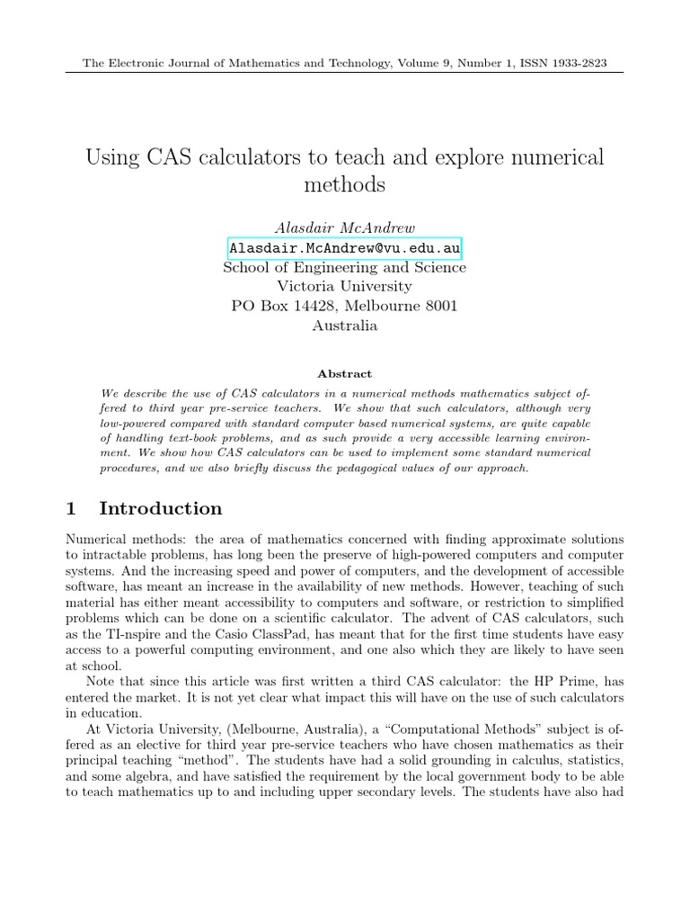 Using CAS Calculators To Teach and Explore Numerical Methods | PDF ...