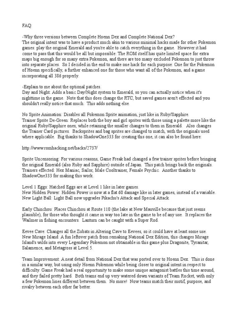 Complete Hoenn Dex FAQ | PDF | Pokémon | Video Games