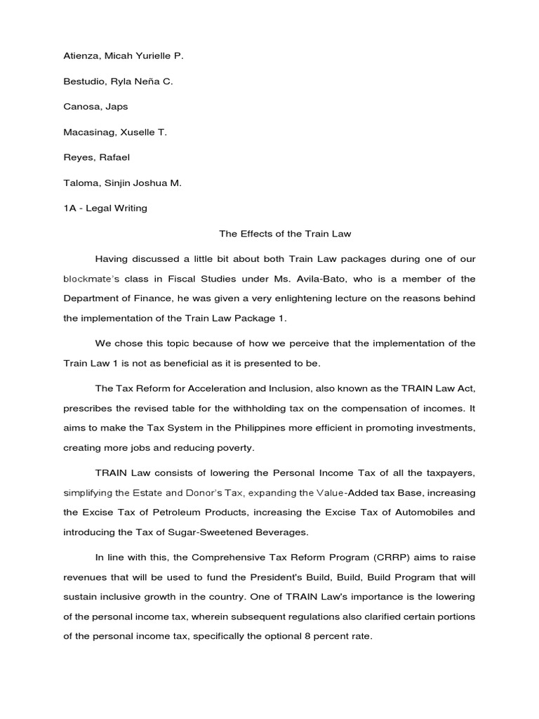 Train Law | PDF | Income Tax In The United States | Taxes