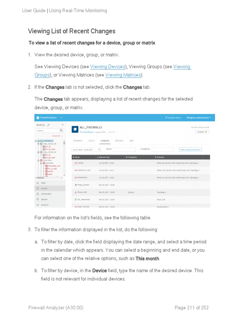 AlgoSec Firewall Analyzer Change Reporting | PDF | Matrix (Mathematics) | Computing
