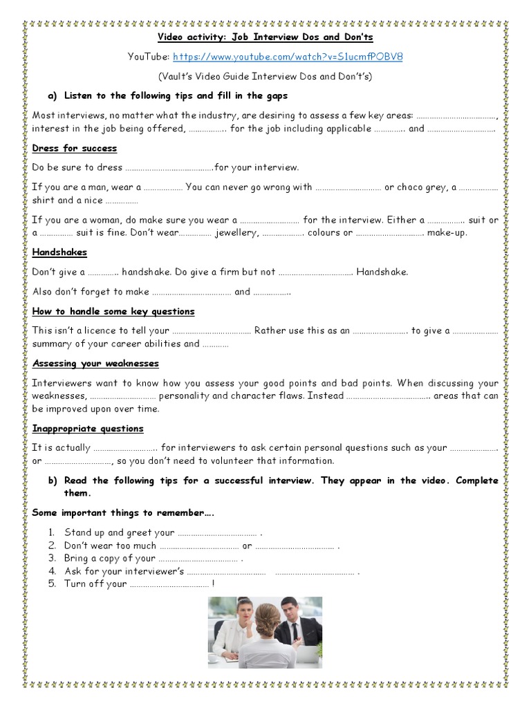2.video Activity - Job Interview Dos and Donts | PDF | Job Interview