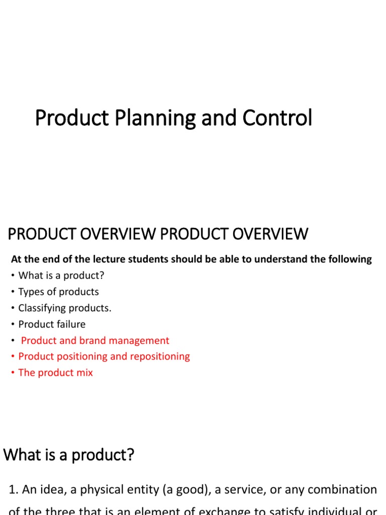 Product Planning and Control | PDF | Brand | Final Good