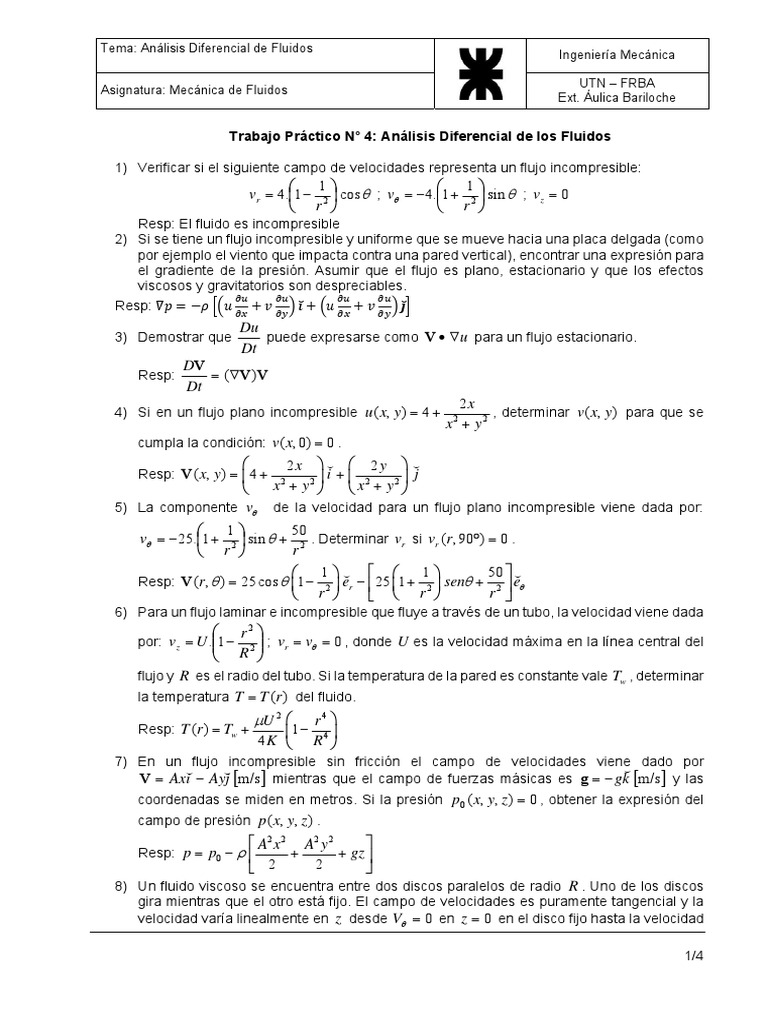 TP Mecanica de Los Fluidos | Descargar gratis PDF | Fluido | Ecuaciones de Navier-Stokes
