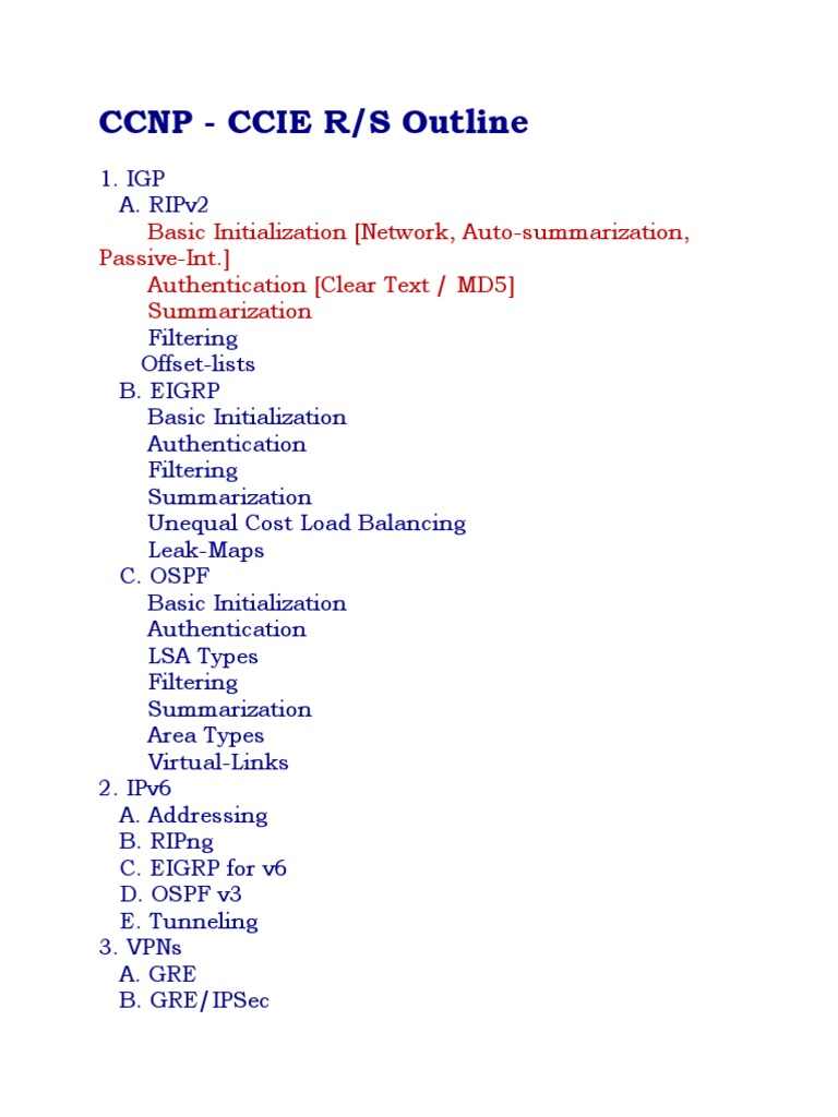 CCNP - CCIE R/S Outline | PDF | Virtual Private Network | Multiprotocol Label Switching
