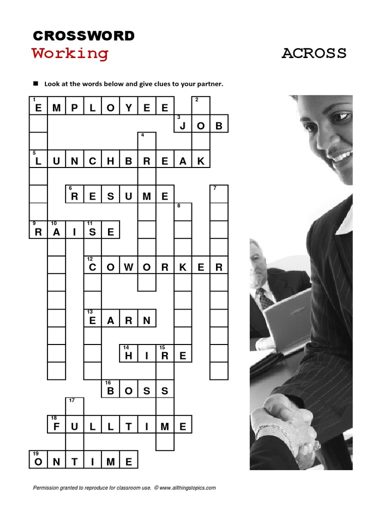 SPEAKING. Crossword - Working (Pair Work) | PDF | Business