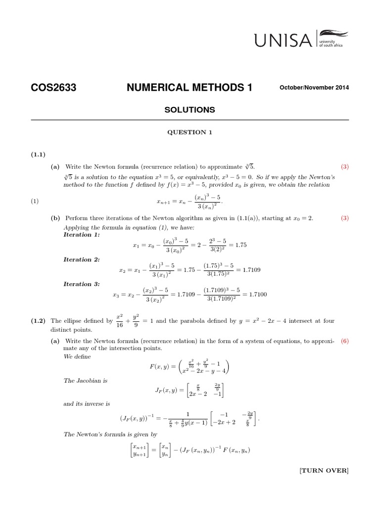 COS2633 Numerical Methods 1: Solutions | PDF | Interpolation ...