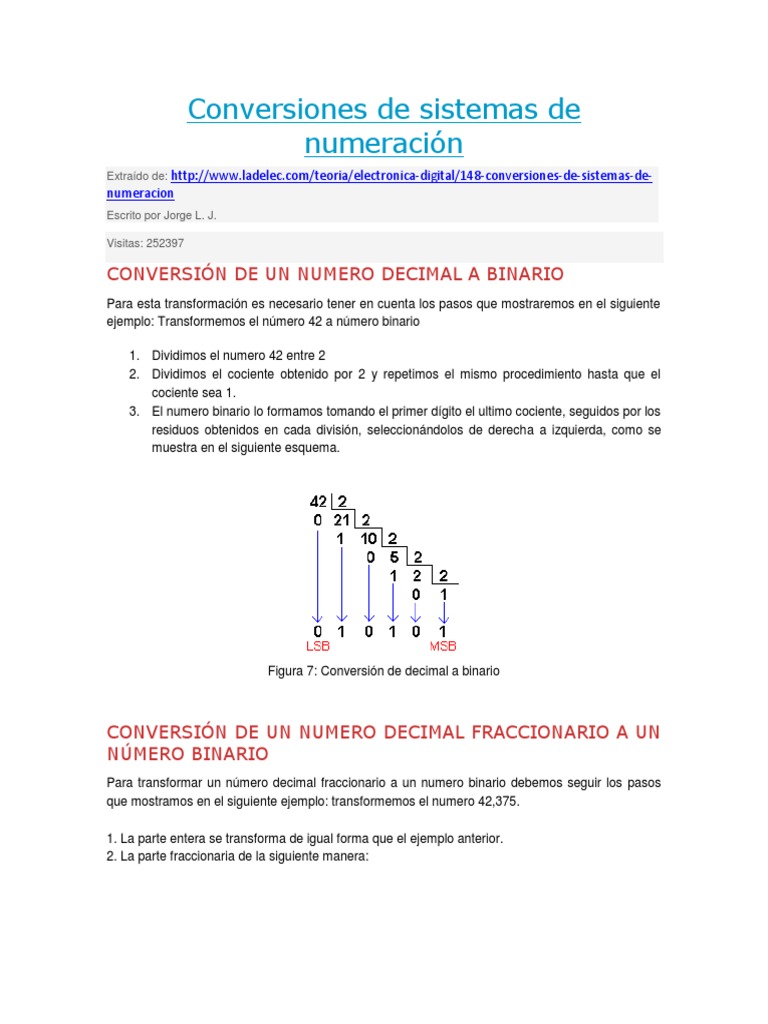 Conversiones de Sistemas de Numeracion | PDF | Decimal | Fracción ...