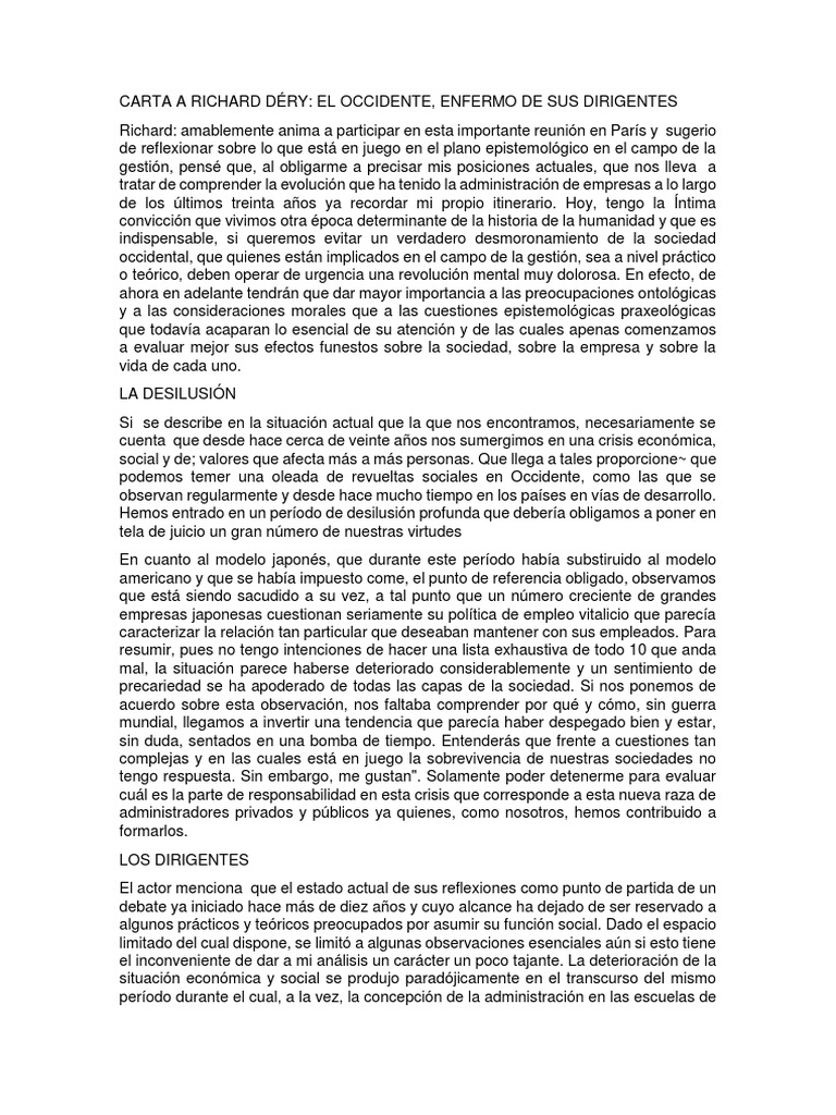 Carta A Richard Déry | PDF | Sociedad | Aprendizaje