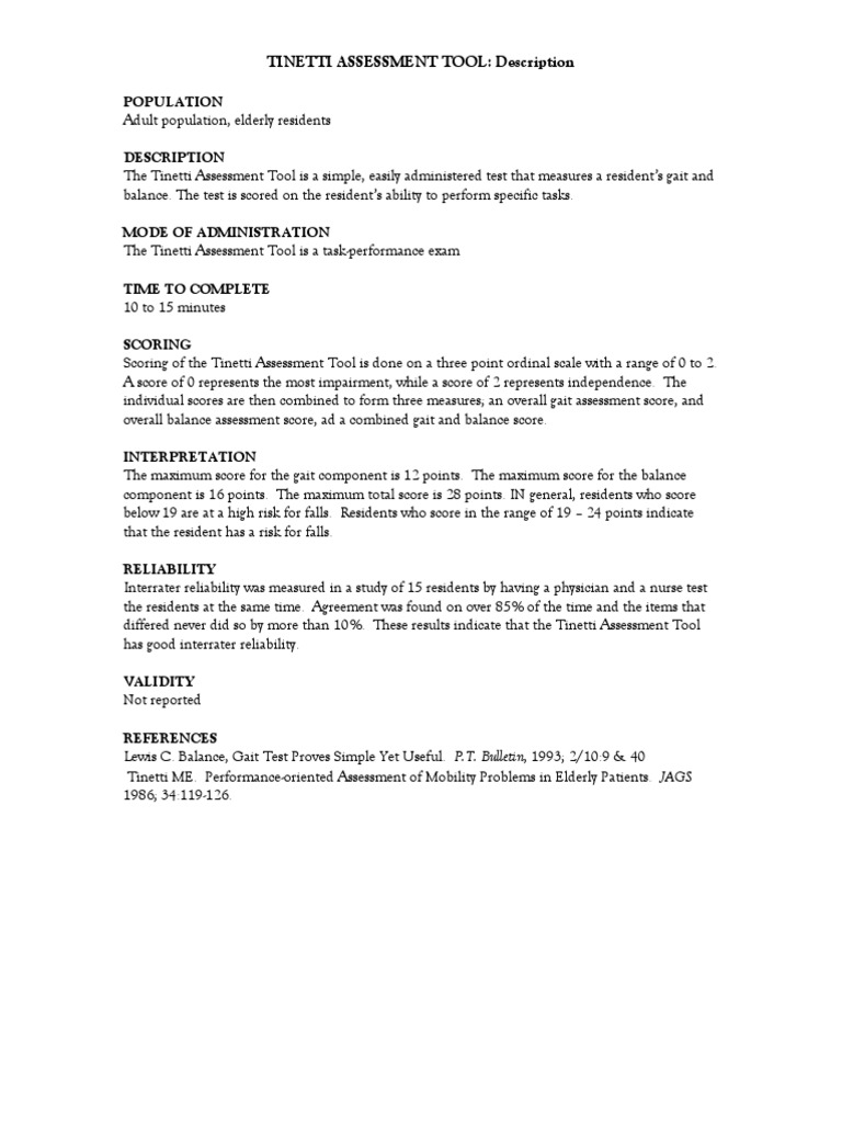 Tinetti Assessment Tools | PDF | Foot